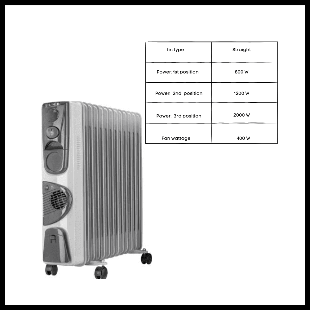 Usha 3809 F PTC OFR Heater With Tip Over Protection usha-3809-f-ptc-ofr-heater-with-tip-over-protection