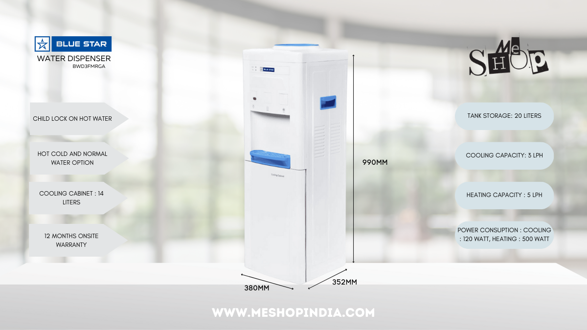 Blue Star BWD3FMRGA Water Dispenser with Cooling Cabinet | ME SHOP INDIA